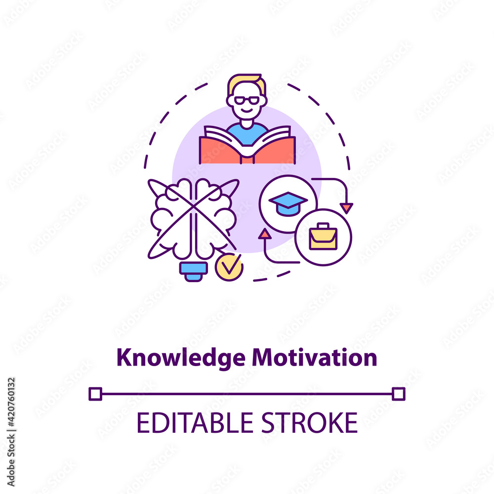 Knowledge motivation concept icon. Learning new information idea thin ...