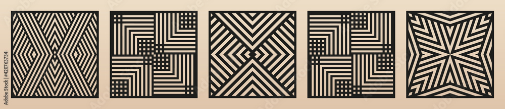 Laser cut patterns. Vector collection of square cutting templates with ...