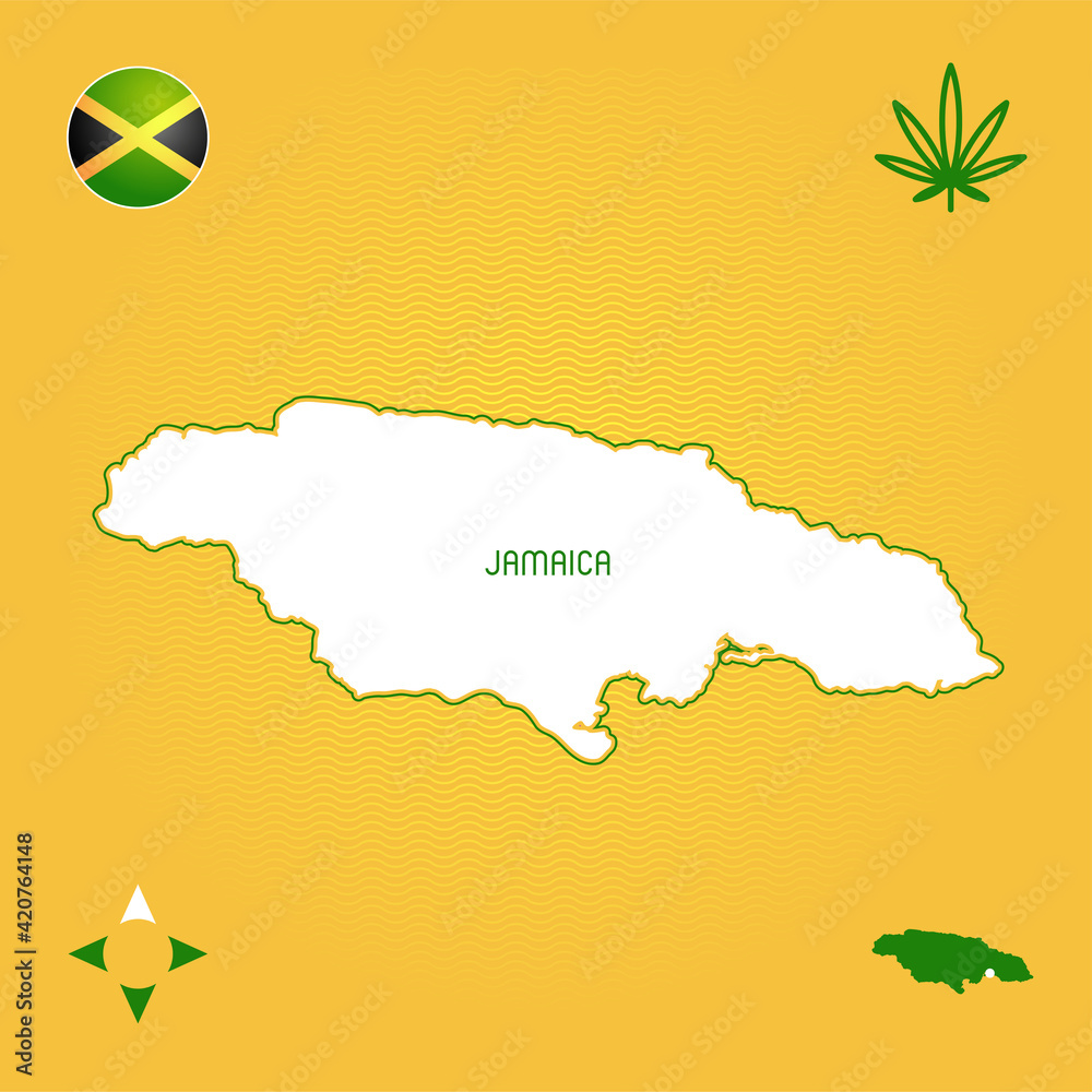 simple outline map of jamaica Stock Vector | Adobe Stock