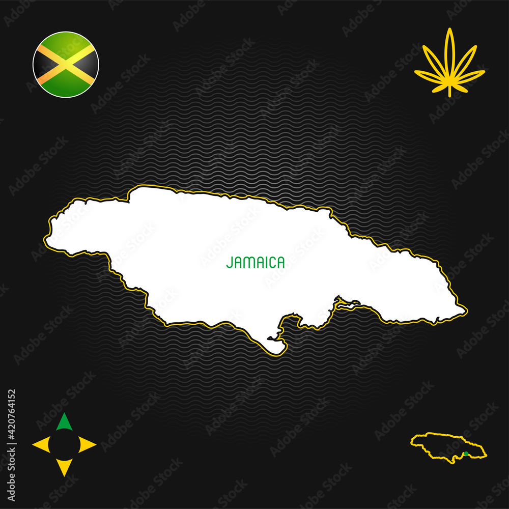 simple outline map of jamaica Stock Vector | Adobe Stock