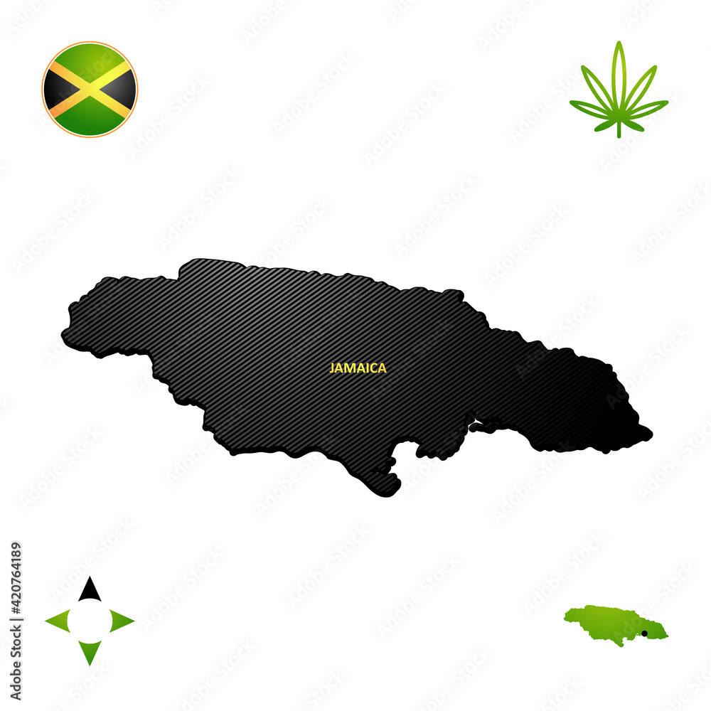 simple outline map of jamaica Stock Vector | Adobe Stock