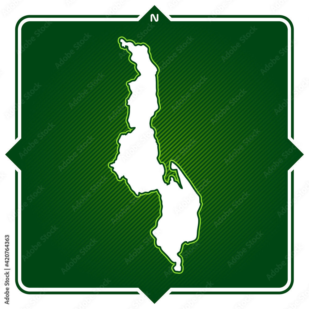 Simple outline map of Malawi with National Symbols Stock Vector | Adobe ...