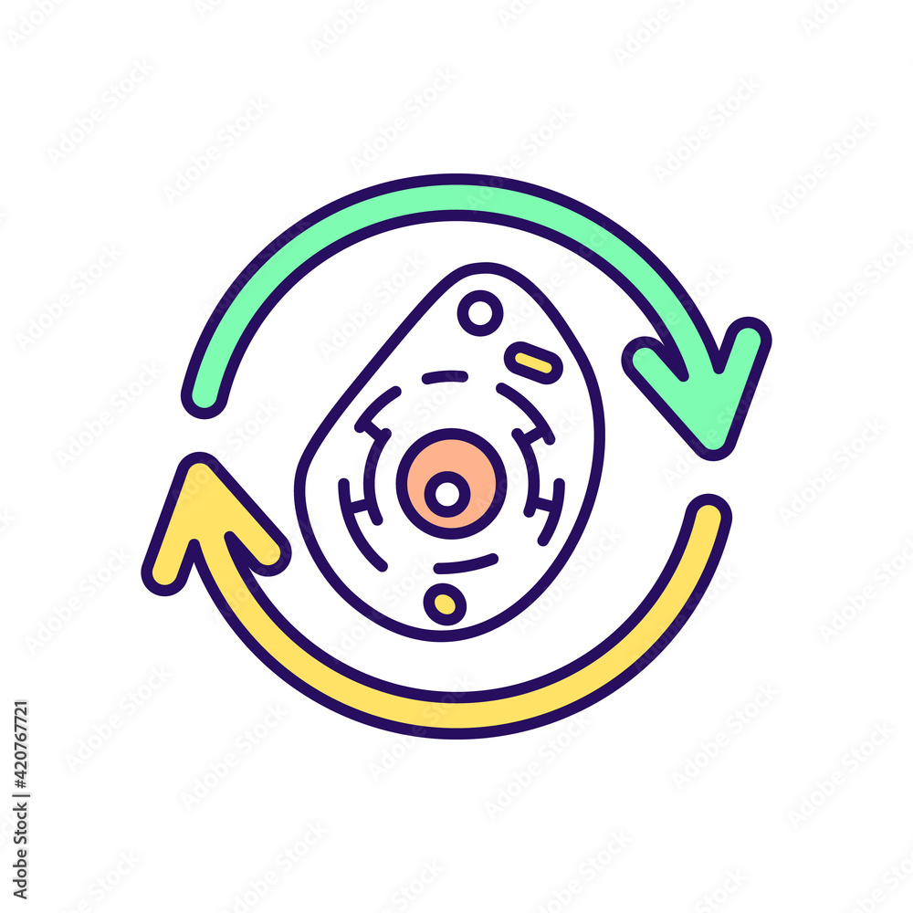 Cellular regeneration RGB color icon. Cell repair. Tissue reproduction ...