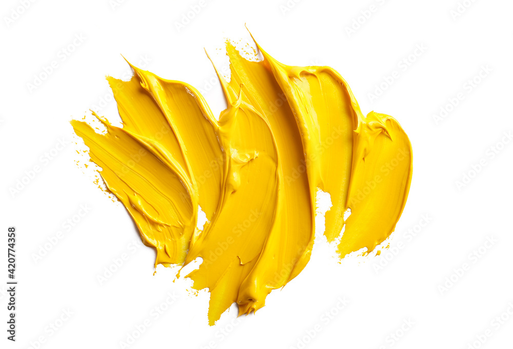 Yellow paint splatter isolated on white background Stock Photo | Adobe ...