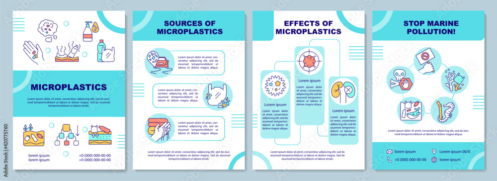 Microplastics brochure template. Source of microplastics. Flyer ...