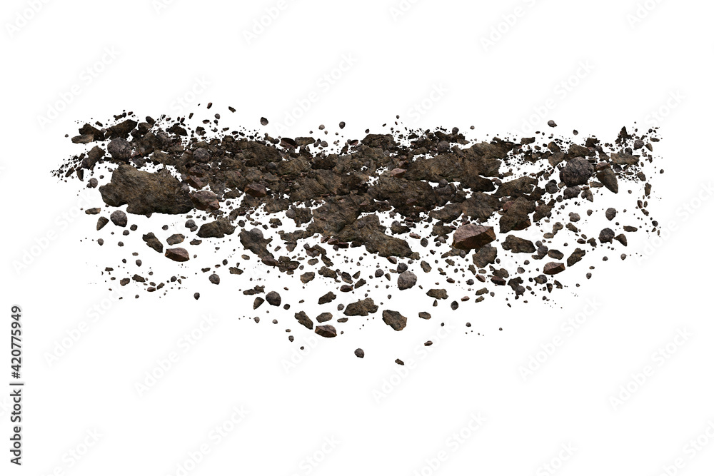 Falling rocks isolated on white background.3d rendering illustration ...