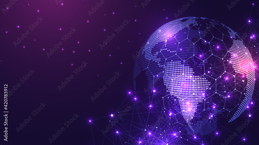 Technology abstract lines and dots connection background. Connection digital data and big data ...