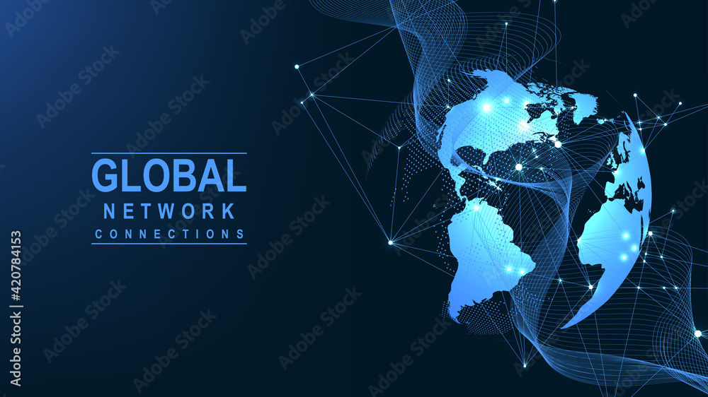 Global network connection concept. Big data visualization. Social ...