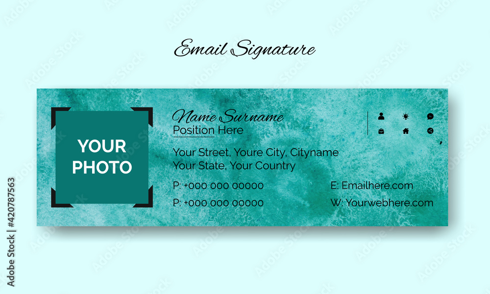 Email Signature Template With Watercolor Texture Background, Email ...