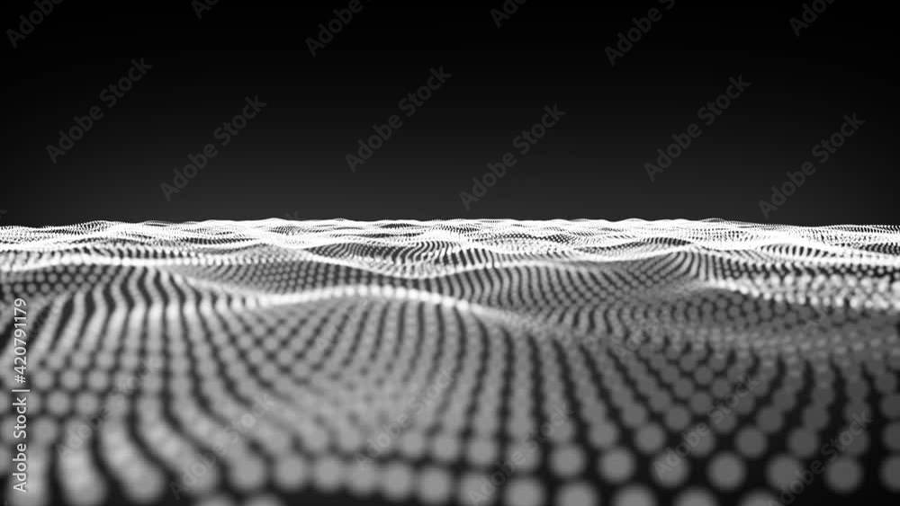 Futuristic white particle wave. 4K Abstract white motion background ...