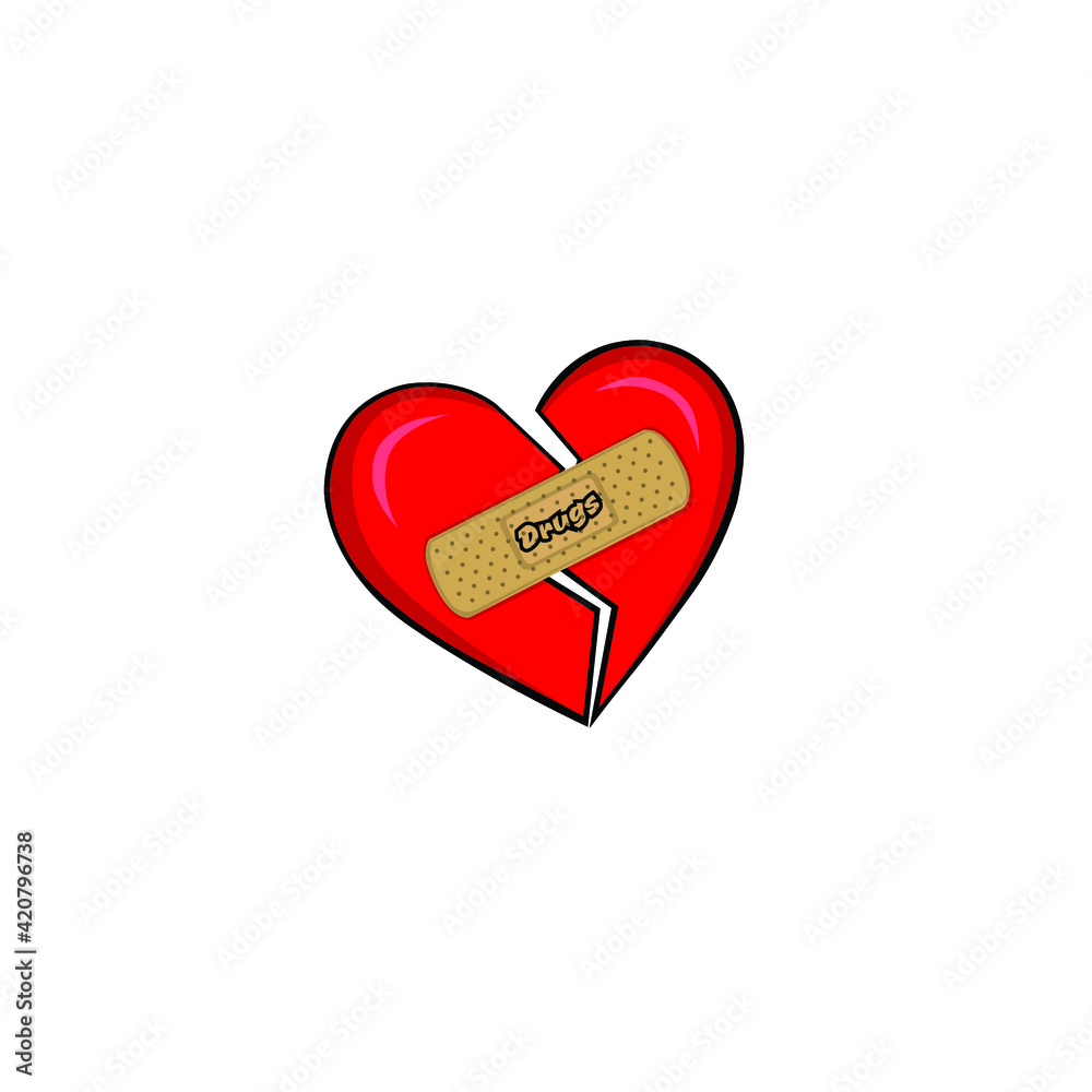 Broken heart logo illustration template Stock Vector | Adobe Stock