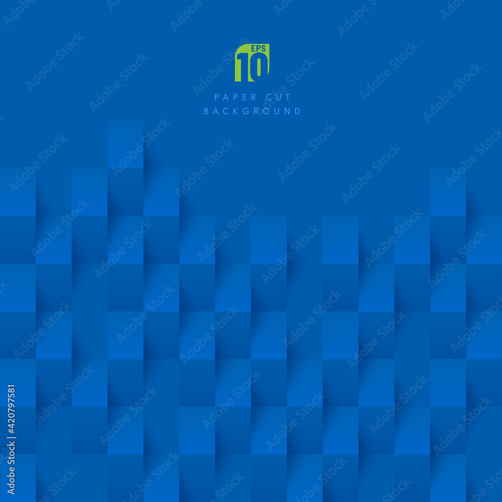 Abstract light blue color paper cut design pattern background with copy ...