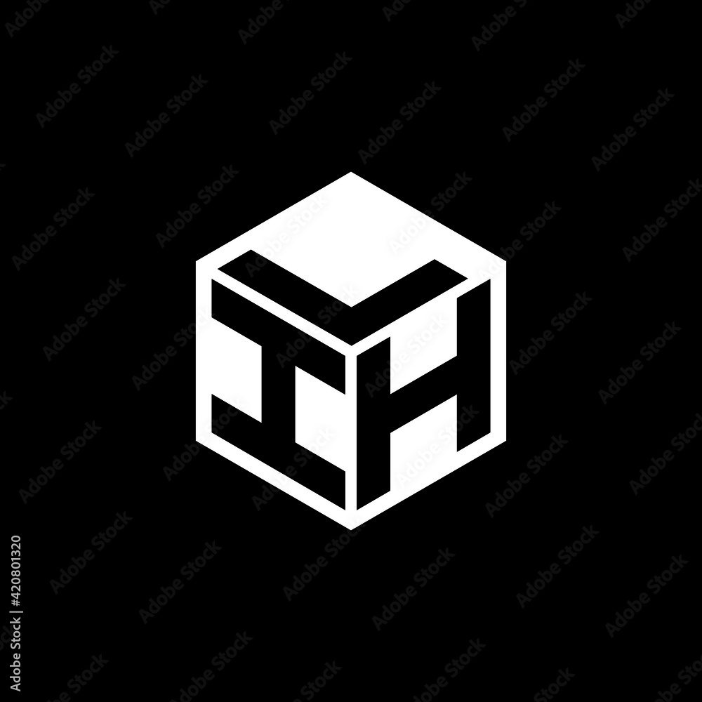 IHL letter logo design with black background in illustrator, cube logo ...
