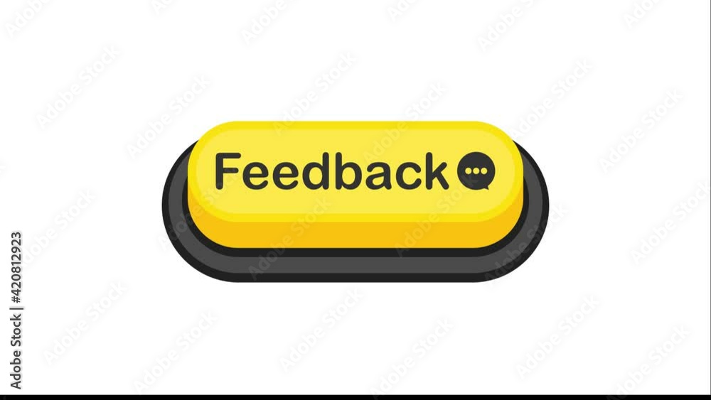 Feedback yellow 3D button in flat style isolated on white background ...