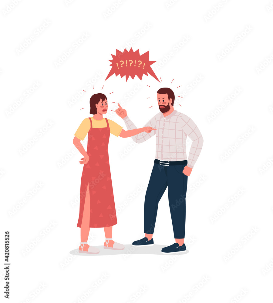 Arguing couple flat color vector detailed characters. Relationship ...