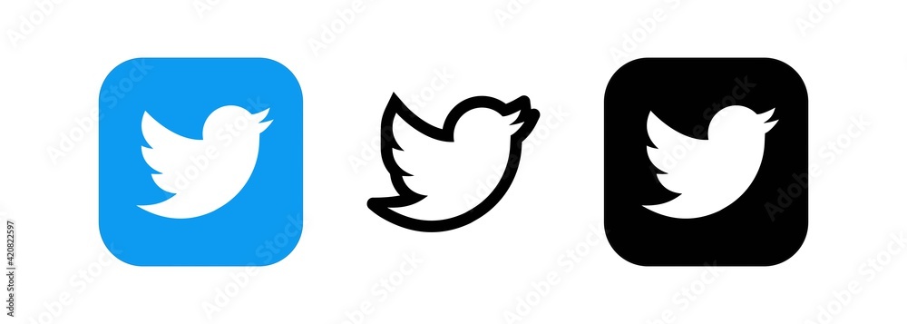 Set of twitter icons. Social media icons. Realistic set. Neumorphic UI ...