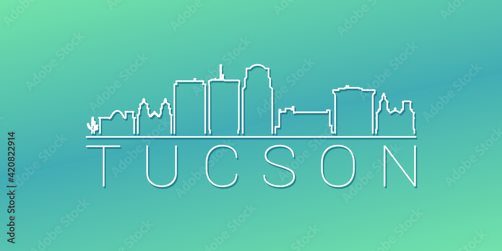 Vetor de Tucson, AZ, USA Skyline Linear Design. Flat City Illustration ...