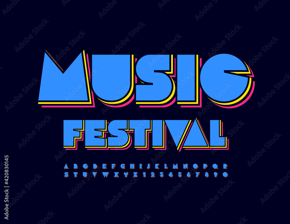 Vector creative poster Music Festival. Trendy layered Font. Abstract ...