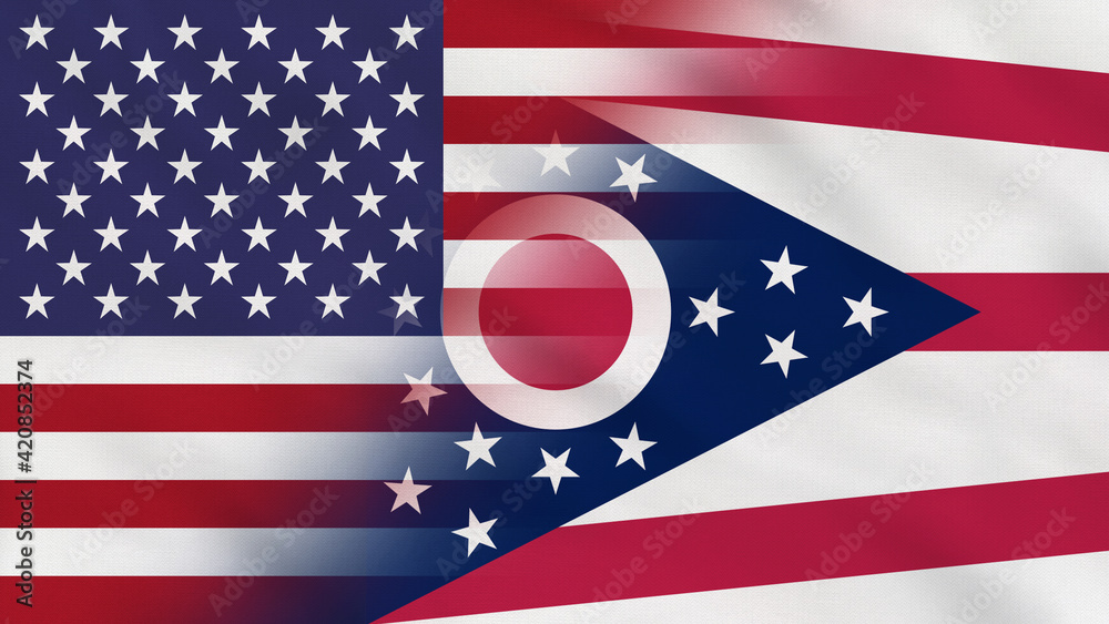 Ohio State - USA - Crumpled Fabric Flag. USA Flag. State of Ohio Flag ...