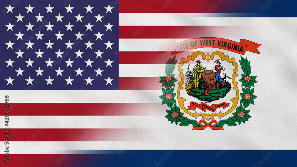 West Virginia State - USA - Crumpled Fabric Flag. USA Flag. State of ...