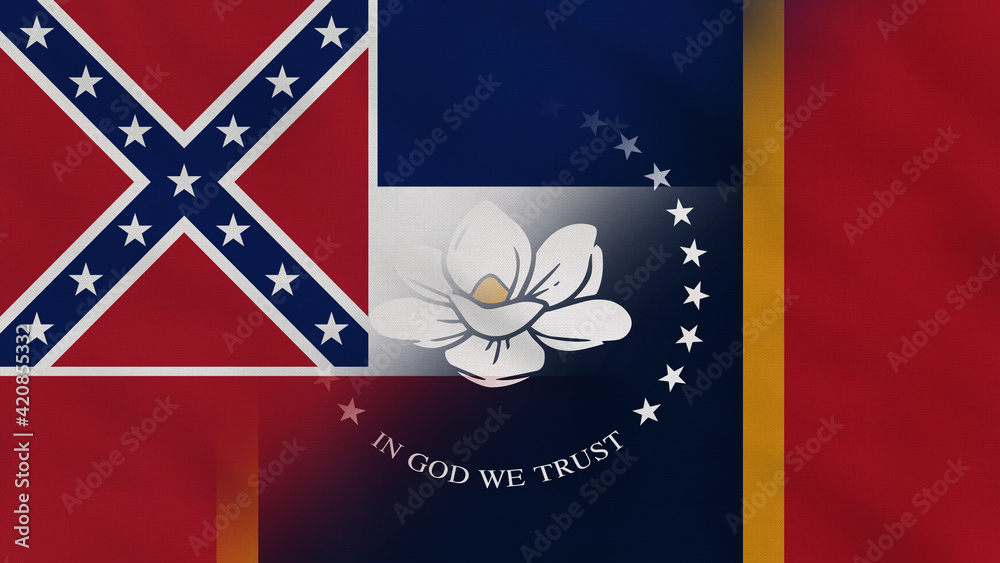 Mississippi State - USA - Crumpled Fabric Flag. USA Flag. State of ...