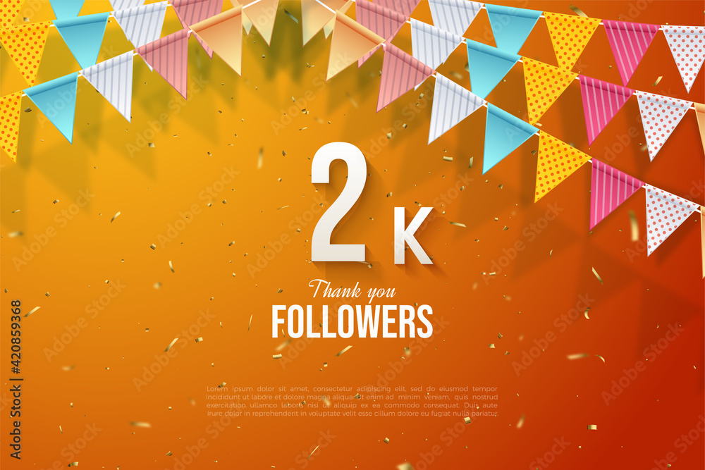 2k followers of illustrator background. Stock Vector | Adobe Stock