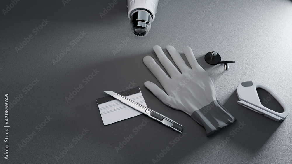 Car Wrapping Tools - Fahrzeugfolierung Werkzeug Stock Illustration ...