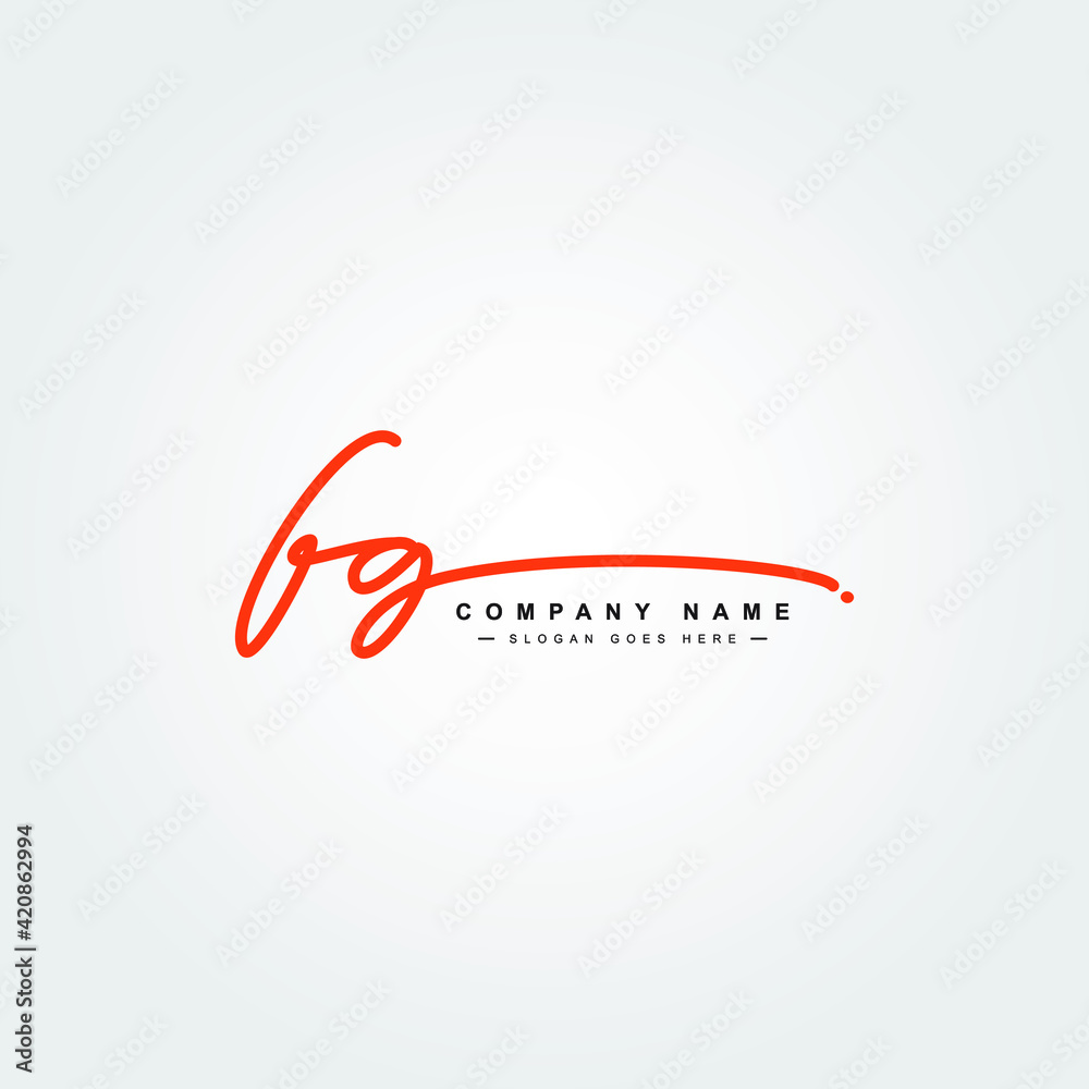 Initial Letter FG Logo - Handwritten Signature Logo Stock Vector ...