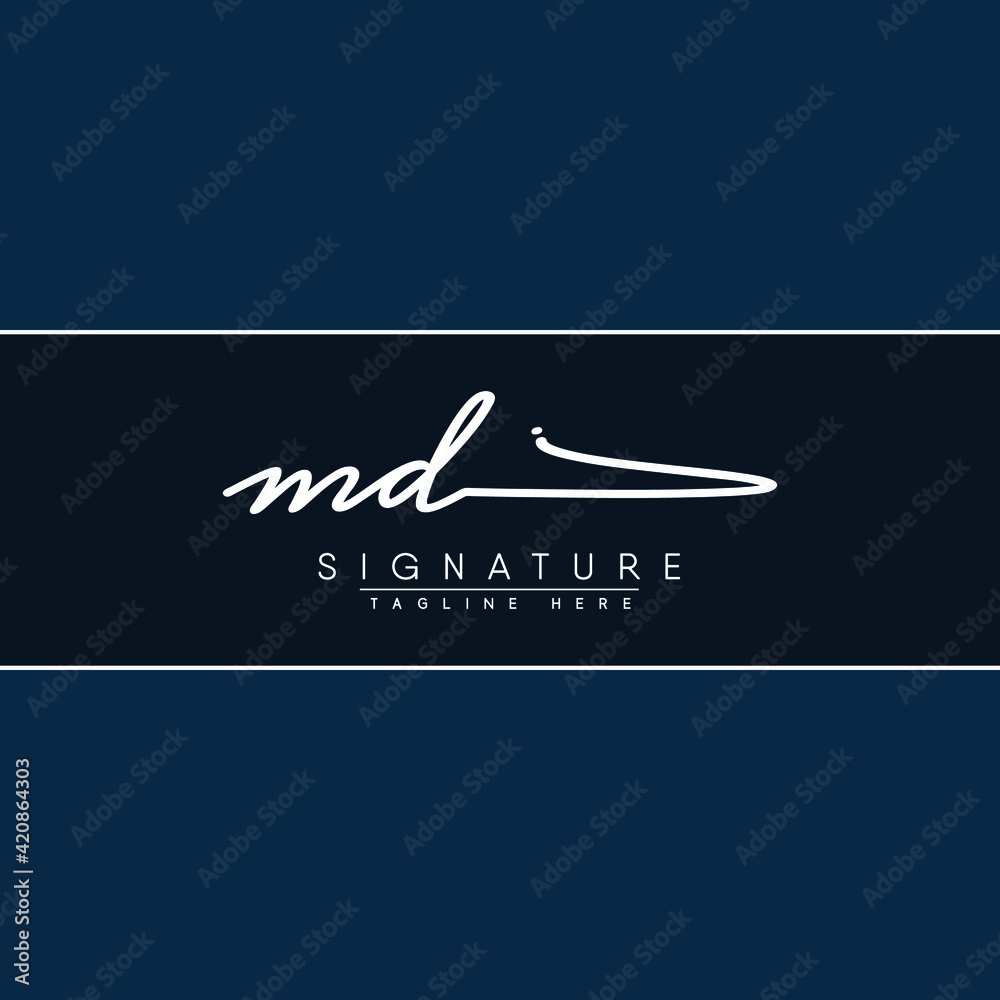 Initial Letter MD Logo - Handwritten Signature Style Logo Stock Vector ...