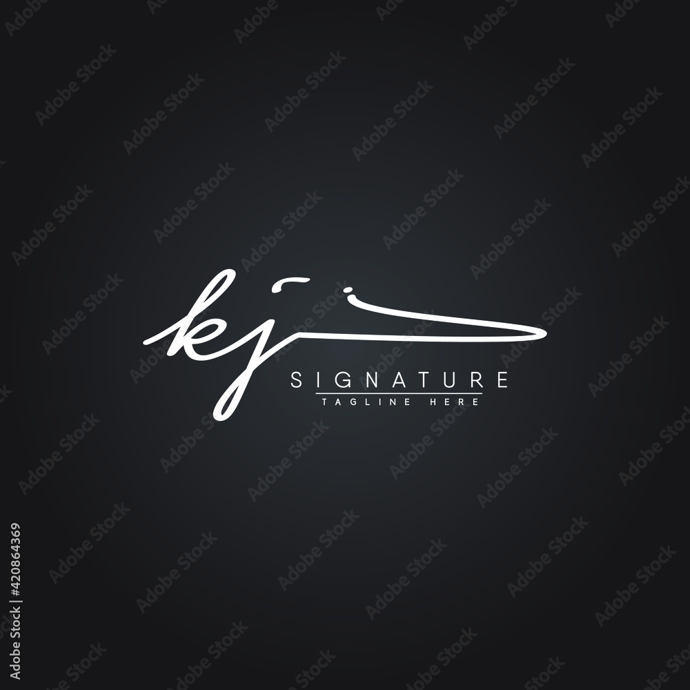 Initial Letter KJ Logo - Handwritten Signature Logo Stock Vector ...