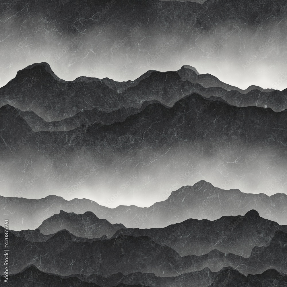 Seamless gray mountains fading into fog. High quality illustration ...