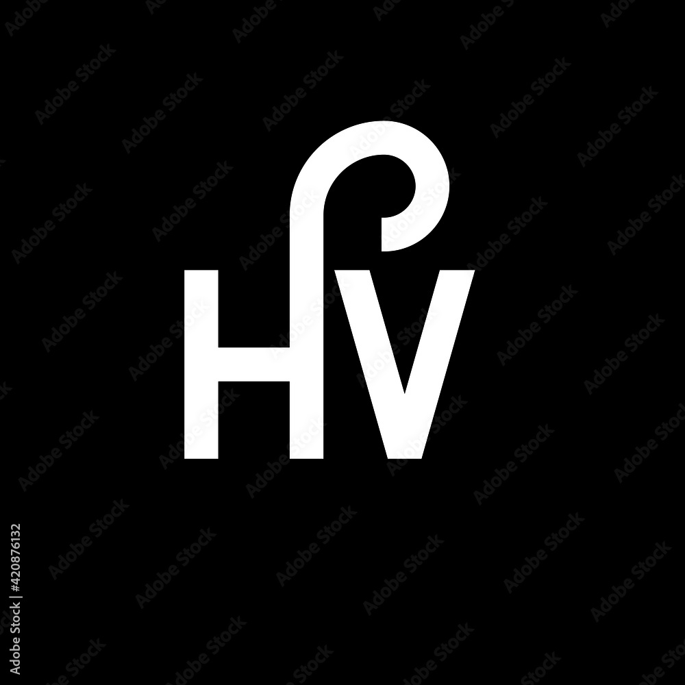 HV letter logo design on black background. HV creative initials letter ...