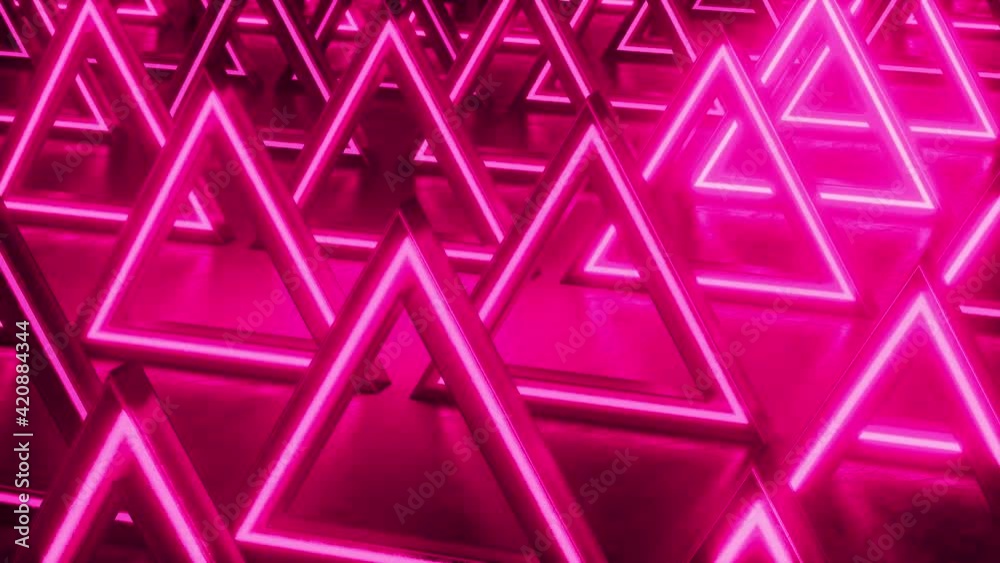 Pink triangular abstract background. Neon lights background. Pattern ...