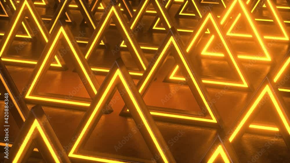 Orange triangular abstract background. Neon lights background. Pattern ...