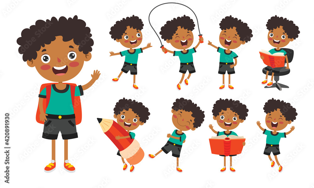 Cartoon Character Studying And Learning Stock Vector | Adobe Stock