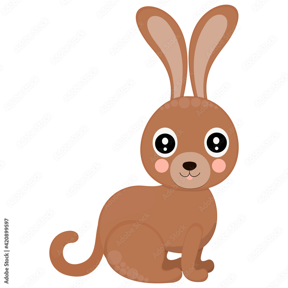 Cartoon cute illustration of African bush hare with blushing smile ...