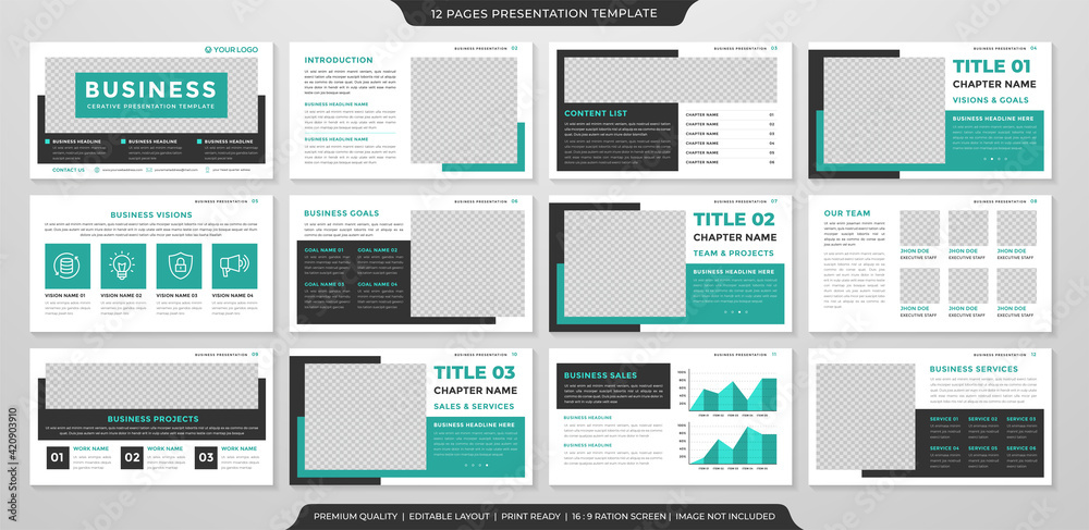 clean presentation template design with minimalist and modern style use ...