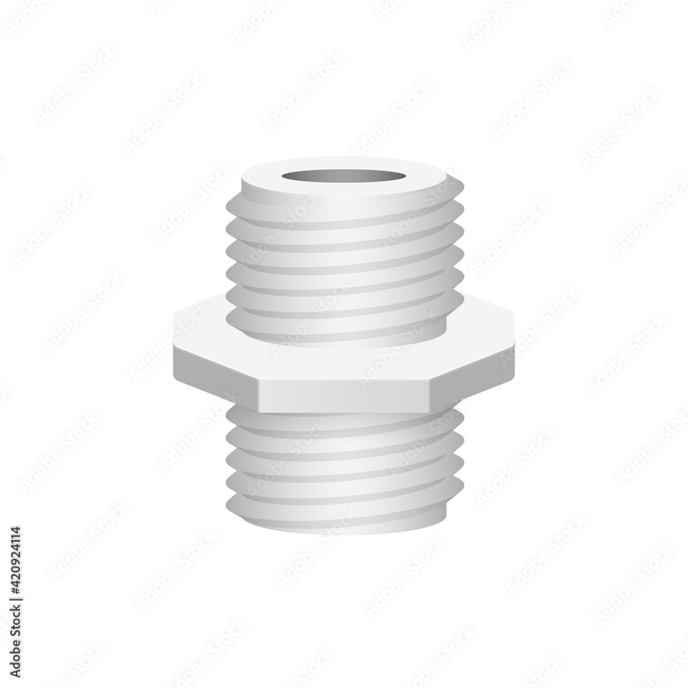 Male to male pvc plastic nipple threaded pipe fitting NPT vector design ...