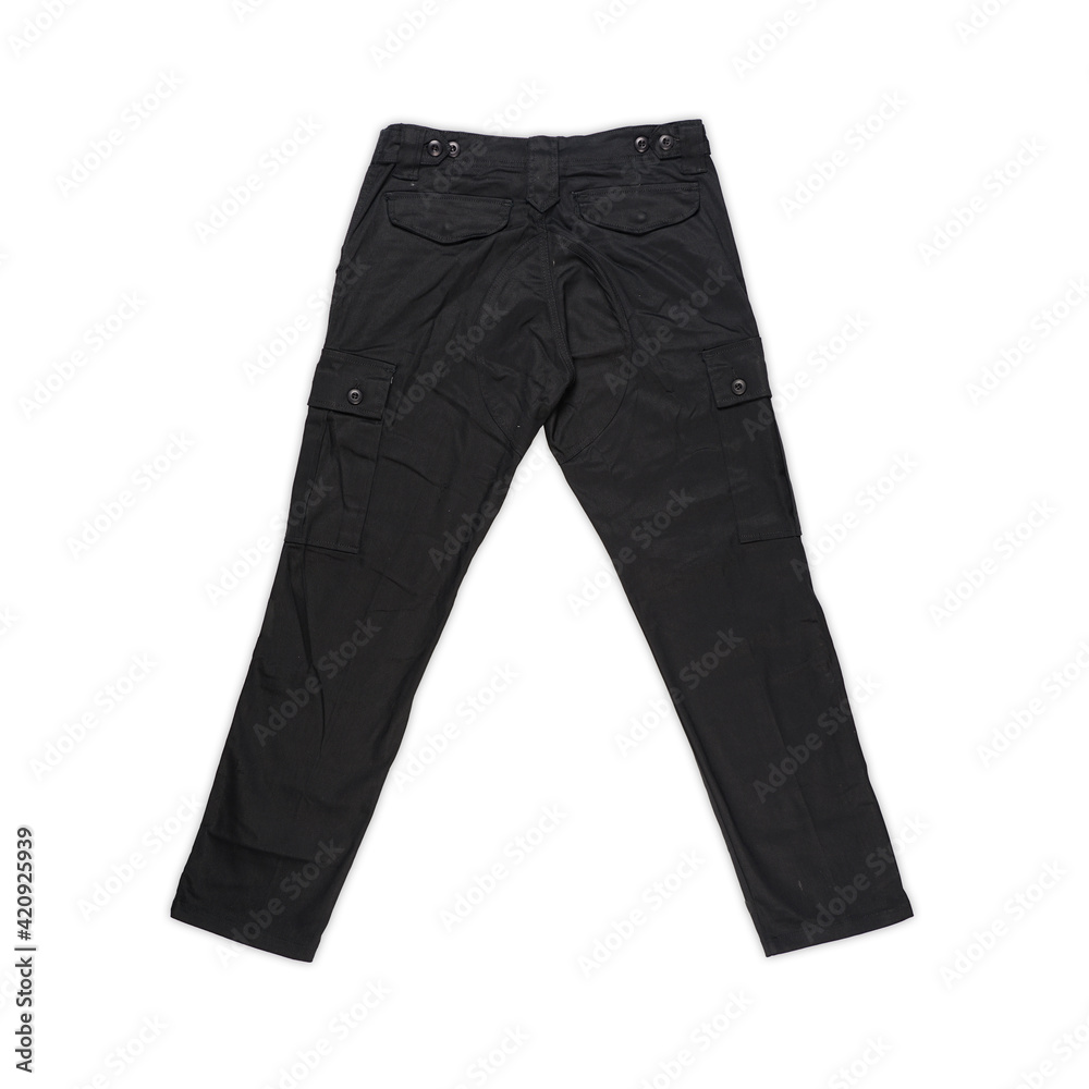 Men's cargo pants isolated on white background. Mockup of plain cargo ...