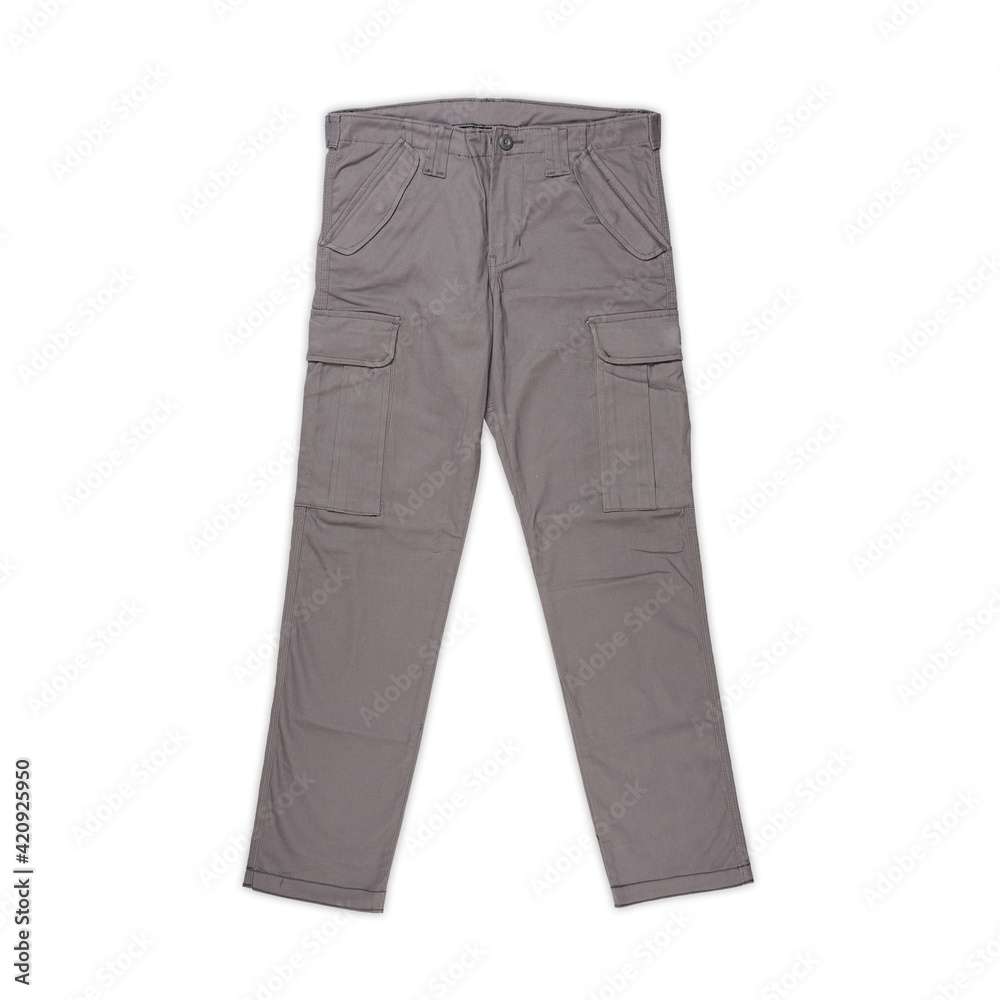 Men's cargo pants isolated on white background. Mockup of plain cargo ...