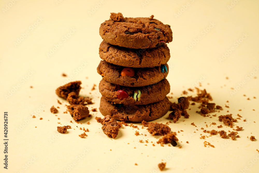 Delicious pastries with a unique variety of colorful choco chips have ...