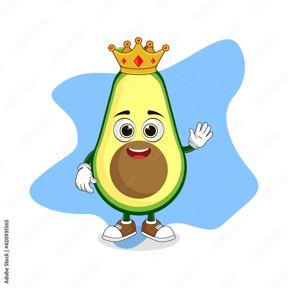 Cute Cartoon Avocado Fruit A Wise King with Gold Crown, Good Design For ...