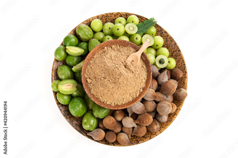 Terminalia bellirica , Terminalia chebula , Phyllanthus emblica and ...