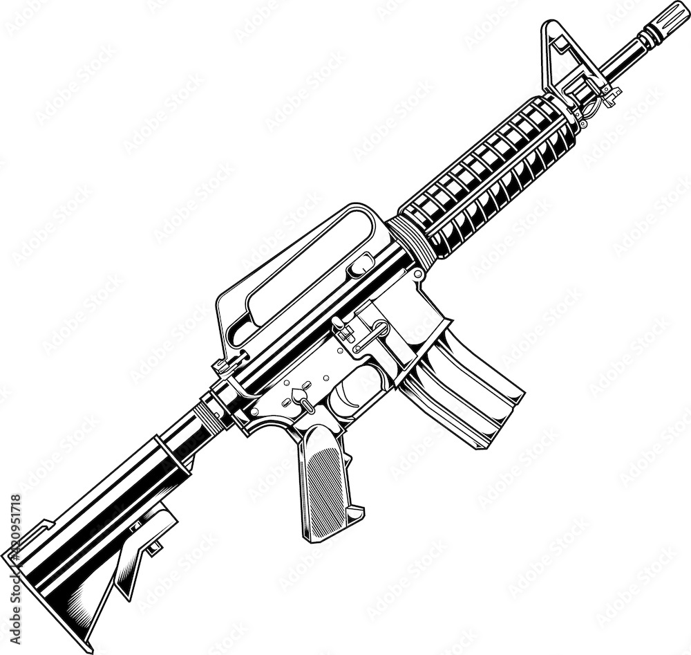 gun Colt AR 15 Stock Vector | Adobe Stock