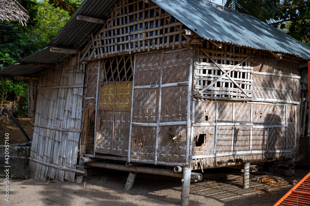 Rustic wooden hut in philippine village. Native lifestyle travel photo ...