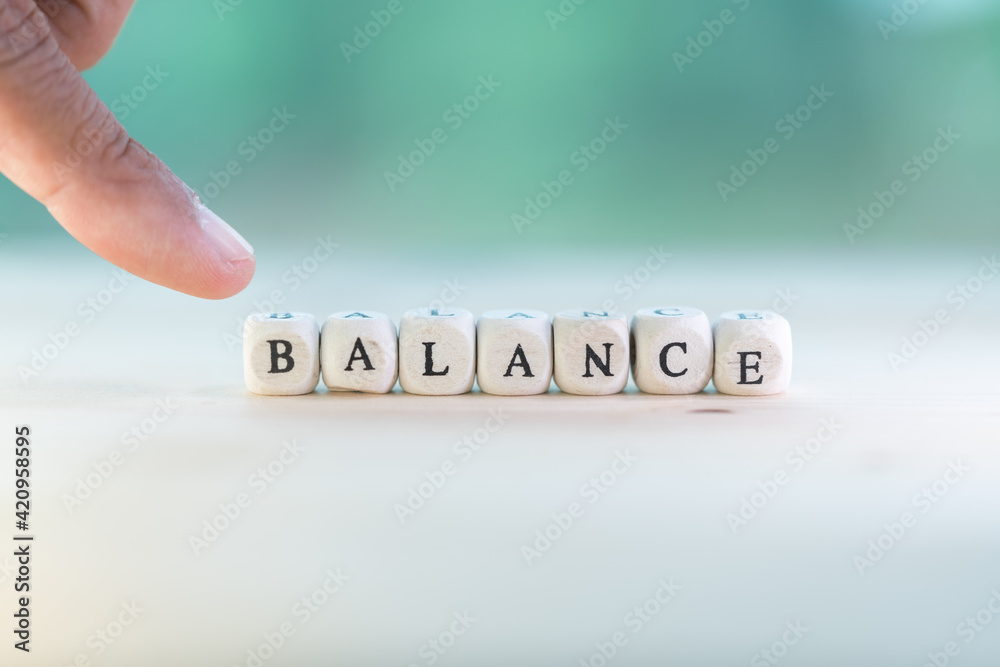 Encourage Words concept, BALANCE word cube on bokeh blur background ...