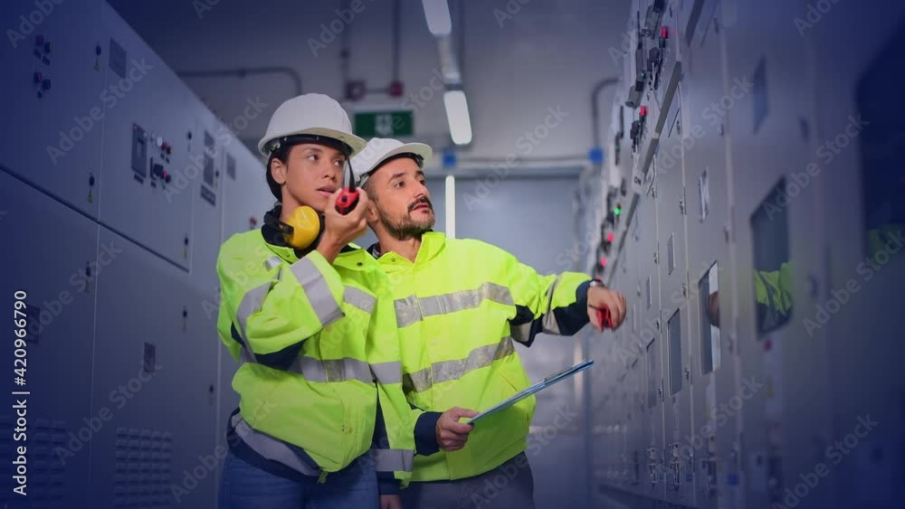 Engineer checking and inspecting at MDB panel , working with electric ...