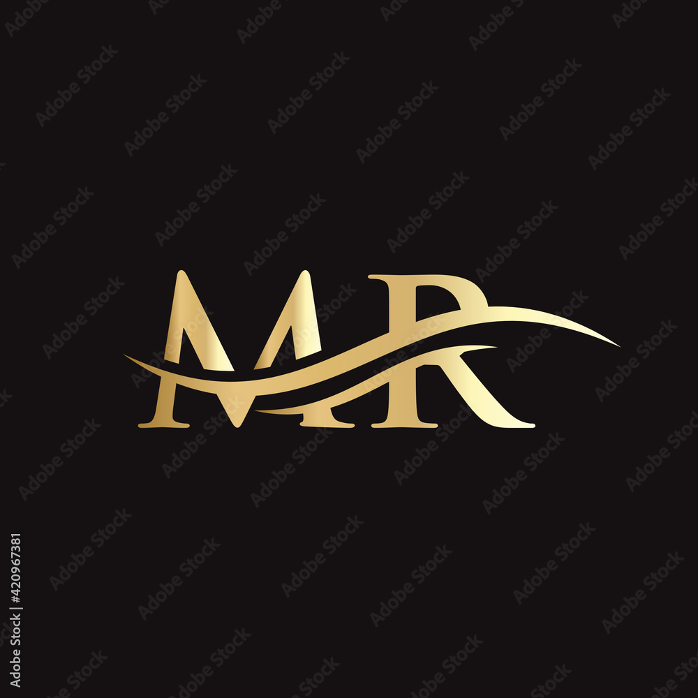 MR logo Design. Premium Letter MR Logo Design with water wave concept ...