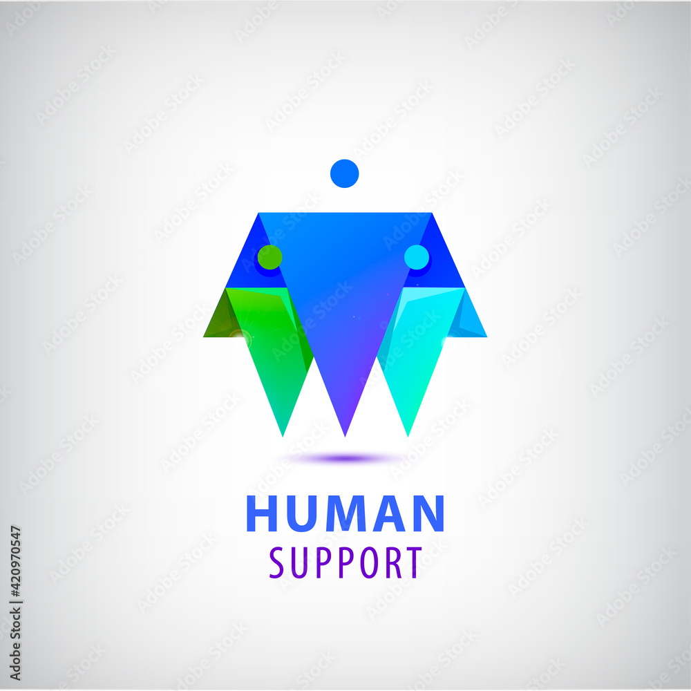 Vector human, 3 men logo isolated. Support, friendship, family ...