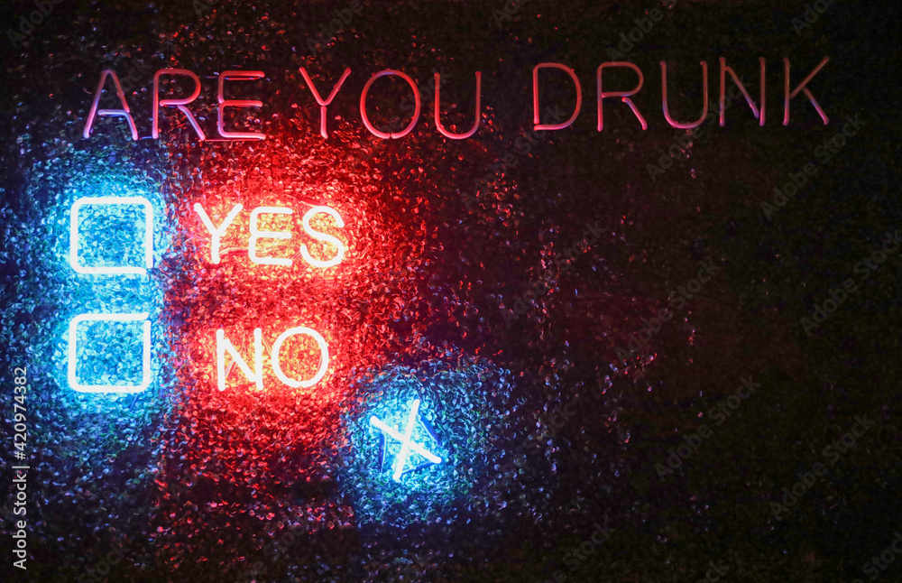 sign of are you drunk yes or no neon lights on the wall Stock Photo ...